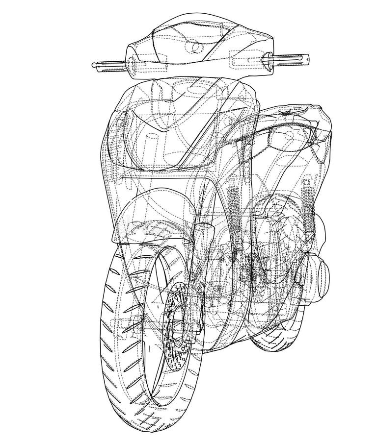 Scooter Outline Concept. Vector Stock Vector - Illustration of minibike ...