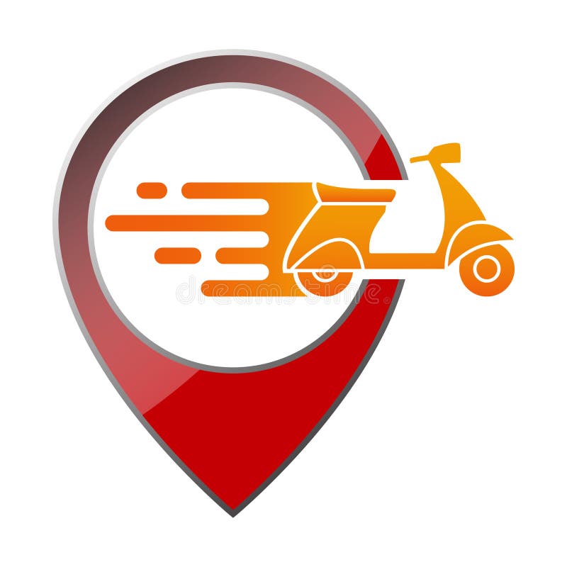 Scooter with Pin Locator Logo Stock Illustration - Illustration of ...