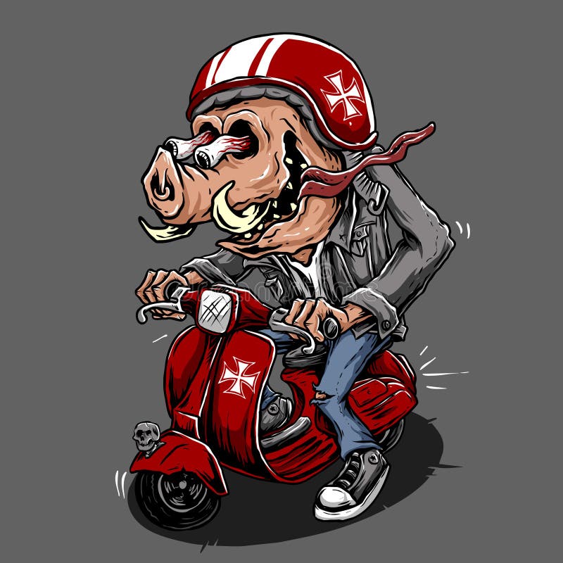 Pig Motorcycle Stock Illustrations – 150 Pig Motorcycle Stock ...