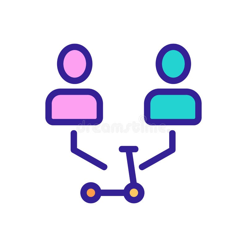 Scooter Sharing Service Users Icon Vector Outline Illustration Stock ...