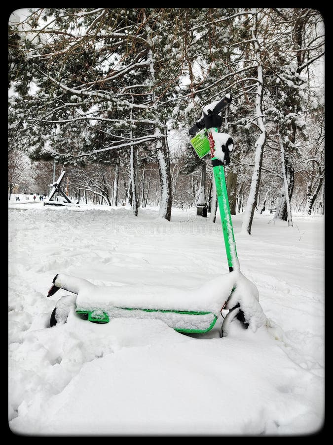 Scooter in snow stock image. Image of skiing, blizzard - 209969089