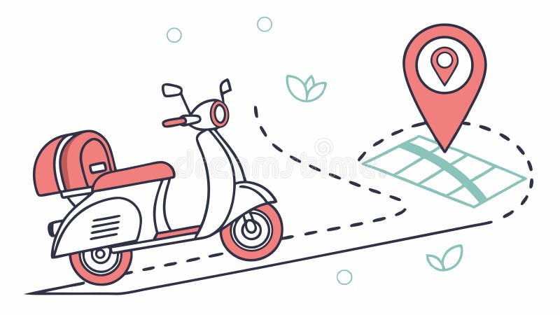 Scooter Trip Route on a Map with Start and End Pins Vector Design ...