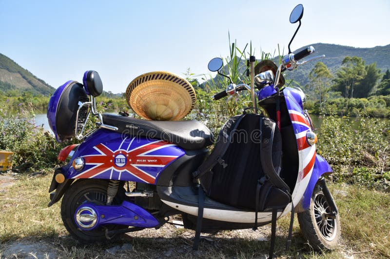 A Scooter with Union Jack Design in Yangshuo, China Stock Photo - Image ...