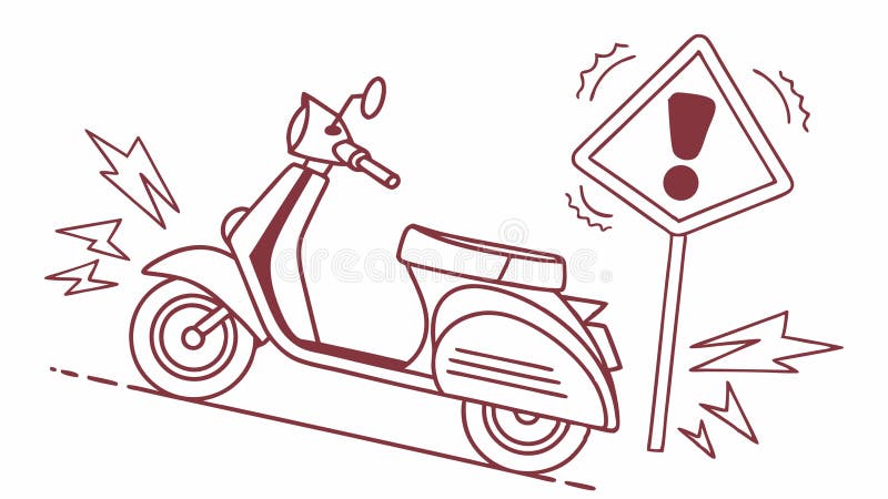 Scooter with Warning Sign and Lightning Bolt, Danger Alert, Vector ...
