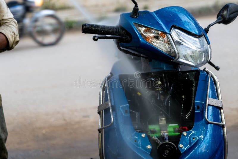Scooter Wash stock photo. Image of asian, maintenance - 349851608