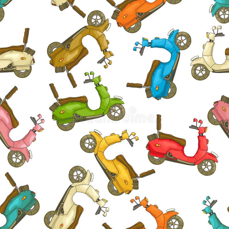 Scooters cartoon pattern stock vector. Illustration of graphic - 89515495