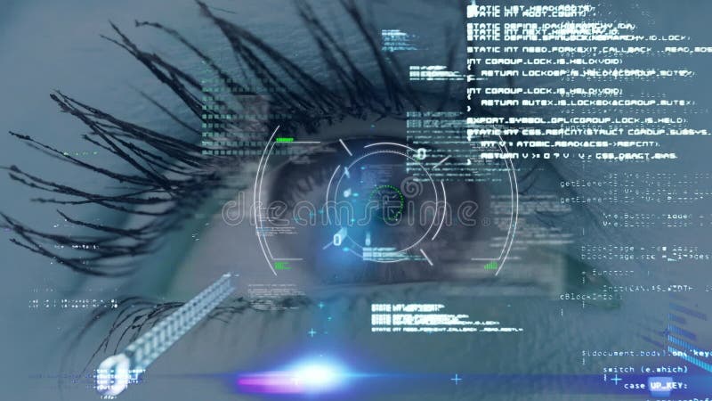 Scope Scanning and Data Processing Over Close Up of Female Eye Stock ...