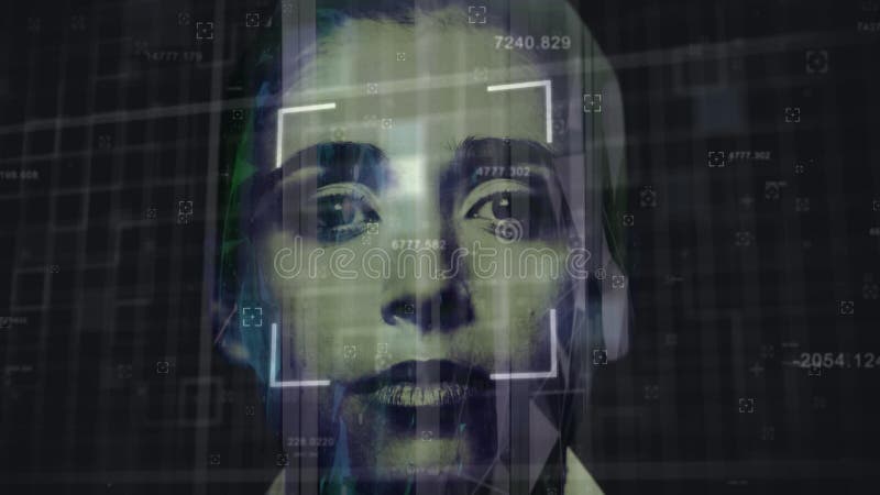 Scope Scanning Over Woman Face and Data Processing Stock Video - Video ...