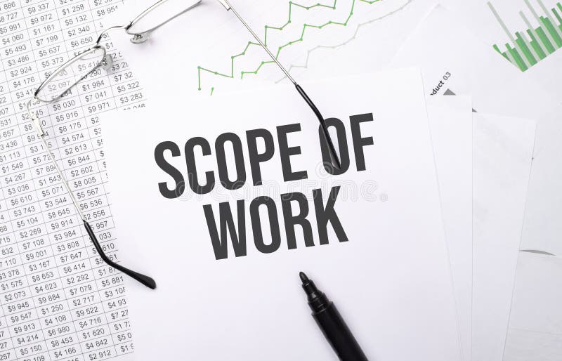 Scope of Work . Conceptual Background with Chart ,papers, Pen and ...