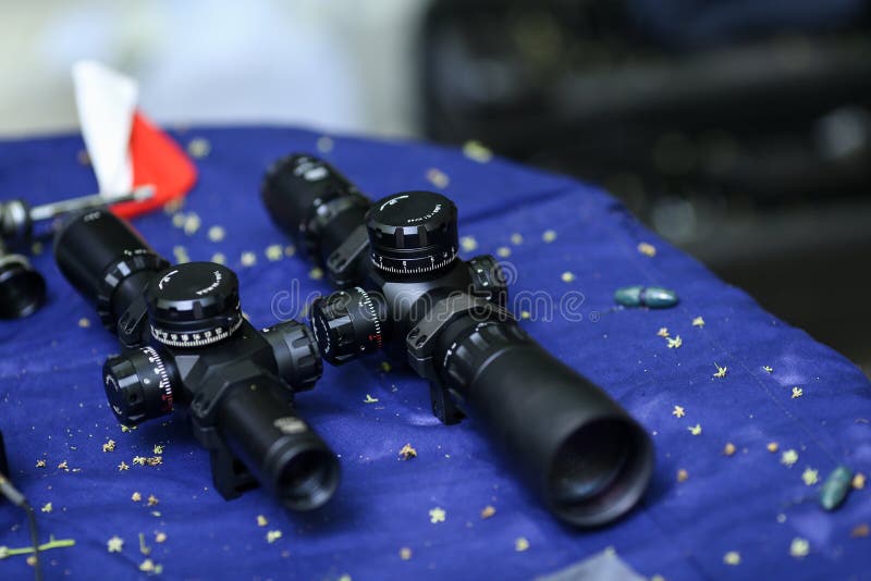 Scopes for Tactical Assault Rifles Stock Image - Image of special, lens ...