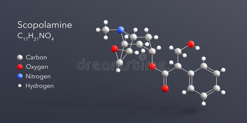 Scopolamine Molecule 3d Rendering Flat Molecular Structure With