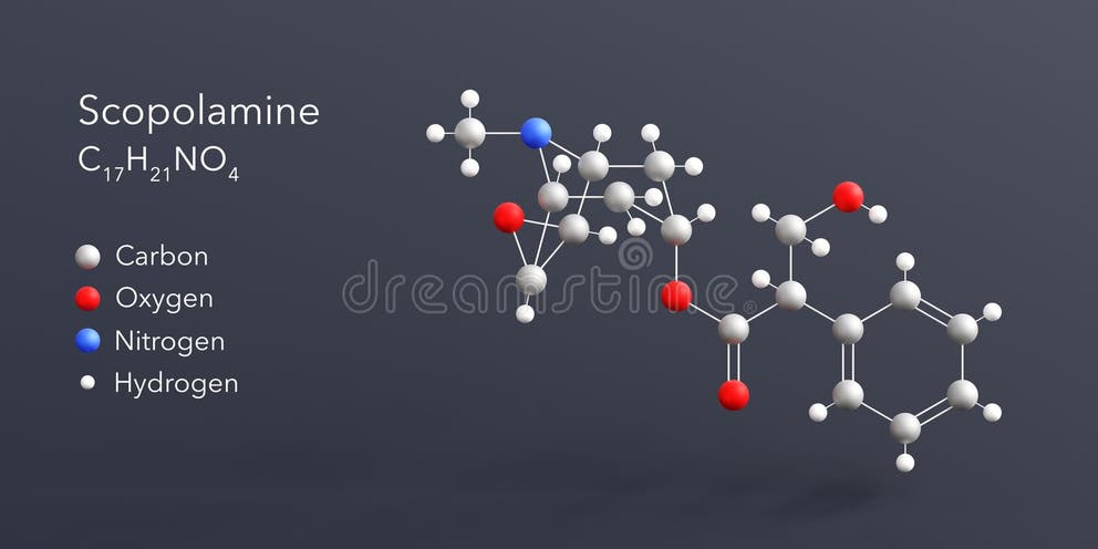 Scopolamine Molecule 3d Rendering, Flat Molecular Structure with ...