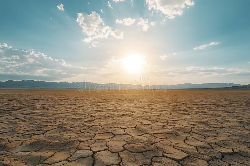 Scorched Desert Plains with Distinctive Cracks in Sun-Dried Earth Stock ...