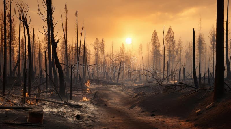 Scorched Forest after Wildfires Stock Photo - Image of fire, damage ...