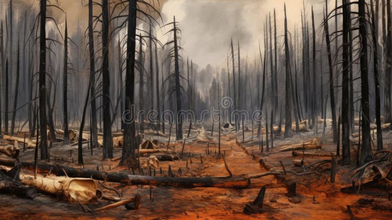 Scorched Forest after Wildfires Stock Photo - Image of drought ...
