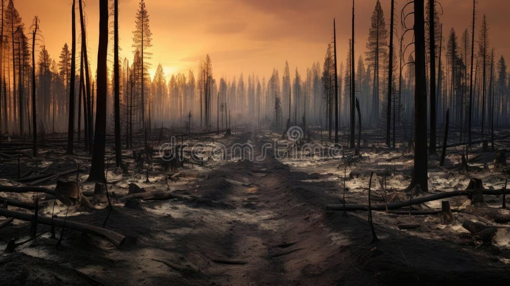 Scorched Forest after Wildfires Stock Photo - Image of landscape, plant ...