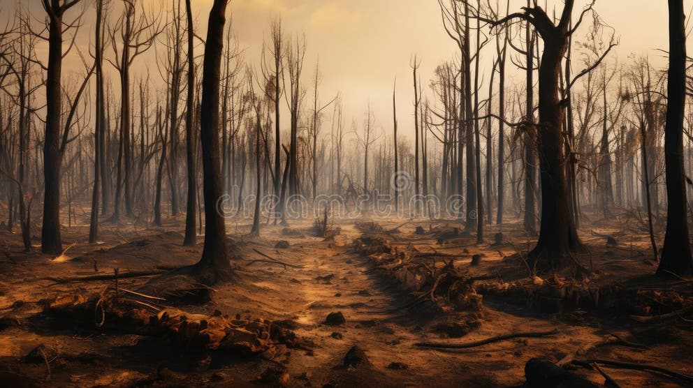 Scorched Forest after Wildfires Stock Image - Image of tragedy ...