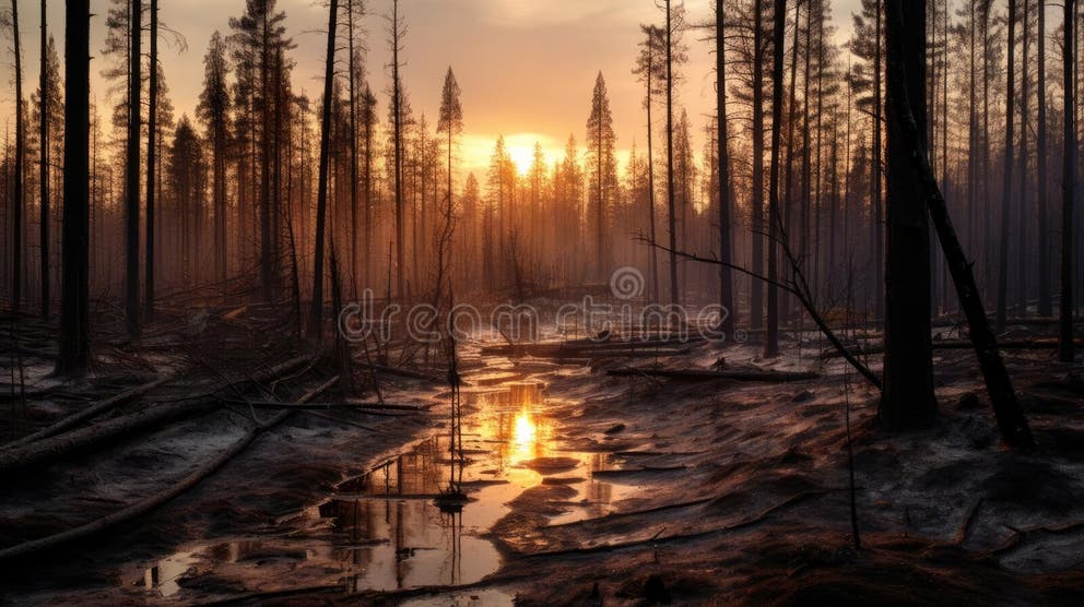 Scorched Forest after Wildfires Stock Photo - Image of tragedy ...