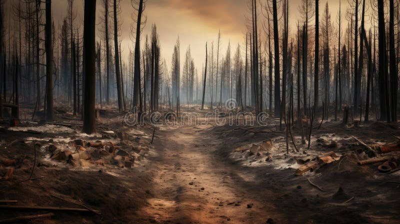Scorched Forest after Wildfires Stock Image - Image of trees, burnt ...