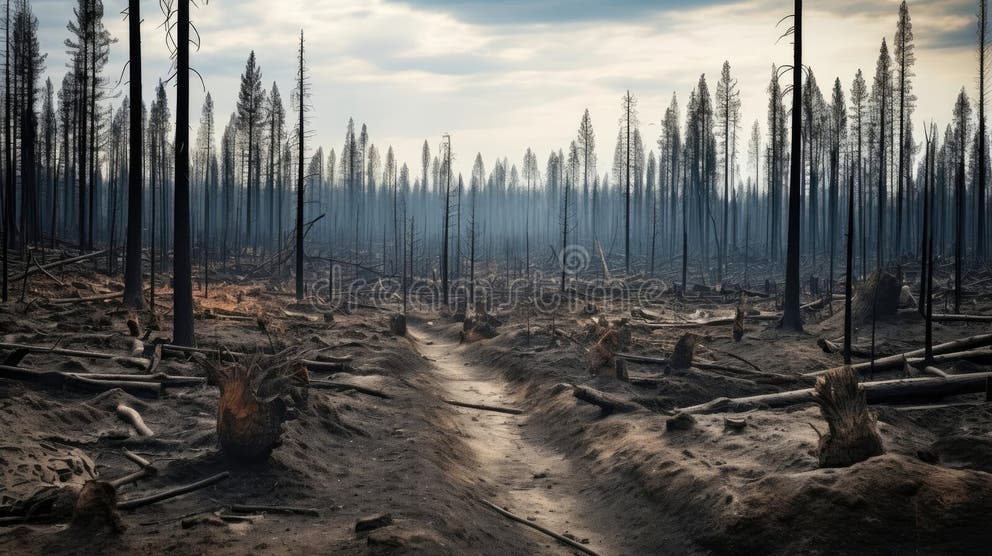 Scorched Forest after Wildfires Stock Image - Image of coal, forest ...