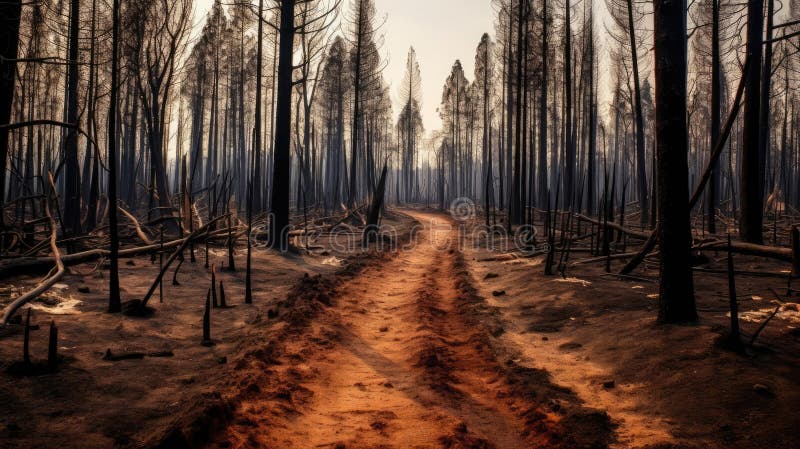 Scorched Forest after Wildfires Stock Photo - Image of plant, tragedy ...