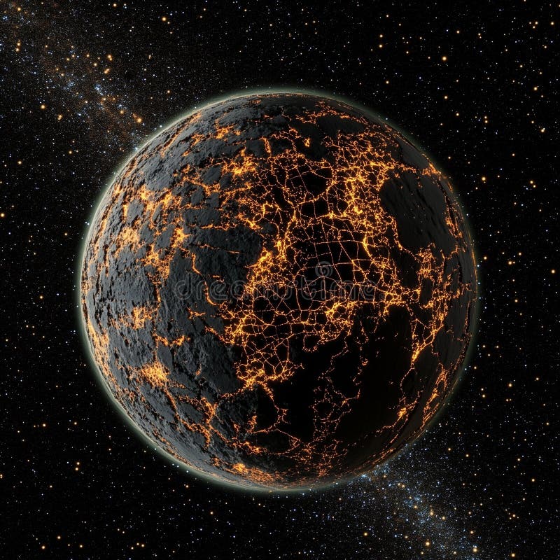 Scorched Planet in Cosmic Space, Illustration Stock Illustration - Illustration of destruction ...