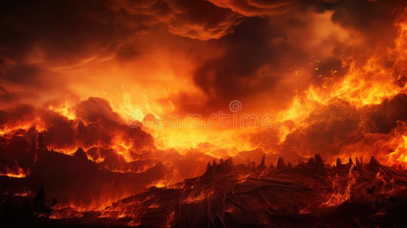 Scorching hell fire stock illustration. Illustration of smoke - 369755495