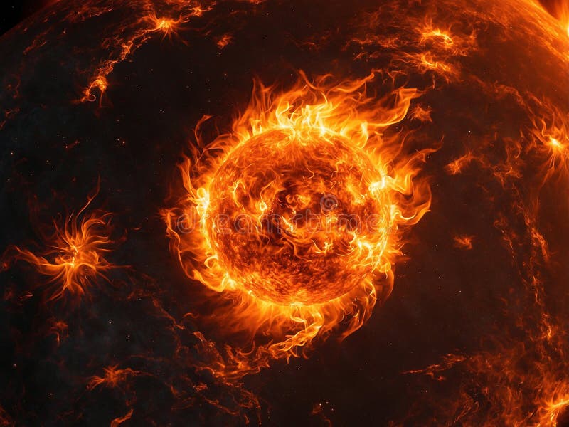 The Scorching Surface of the Sun Seen from Space Stock Illustration ...