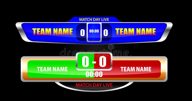 Set of Scoreboard Broadcast Live Competition Isolated or Sport Soccer ...