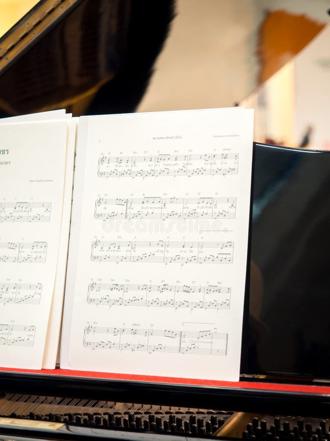 Score Sheet on Classical Piano Ready To Be Performed Stock Photo ...