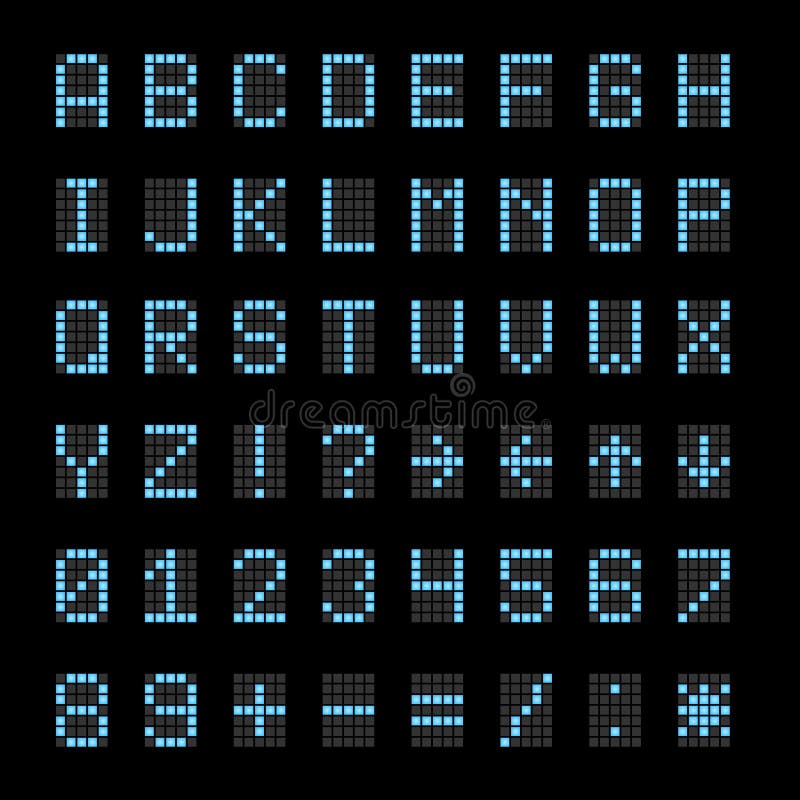 Scoreboard Electronic Digital Signs, Numbers and Letters Vector Font ...