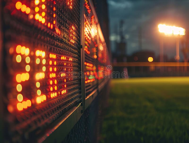 Scoreboard on Field with Empty Stands Graphic Stock Illustration ...
