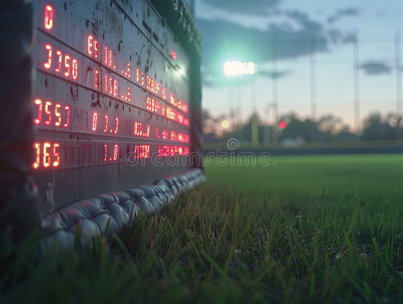 Scoreboard on Field with Empty Stands Graphic Stock Illustration ...