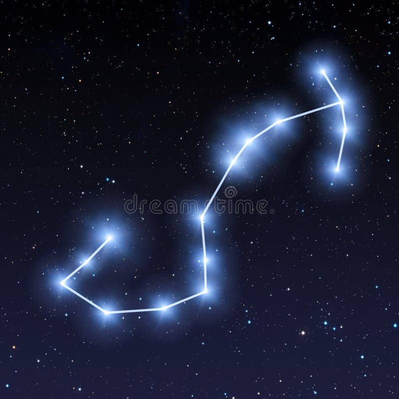 Scorpio Constellation Map in Starry Sky Stock Illustration ...