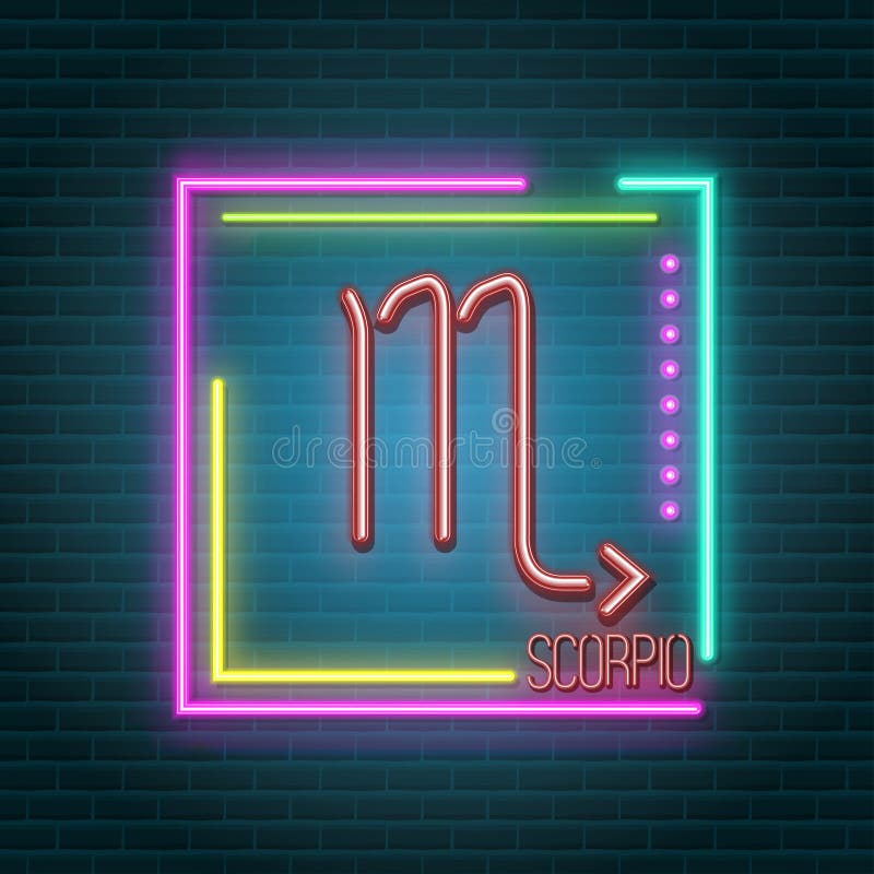 Scorpio neon sign stock illustration. Illustration of cancer - 142303954