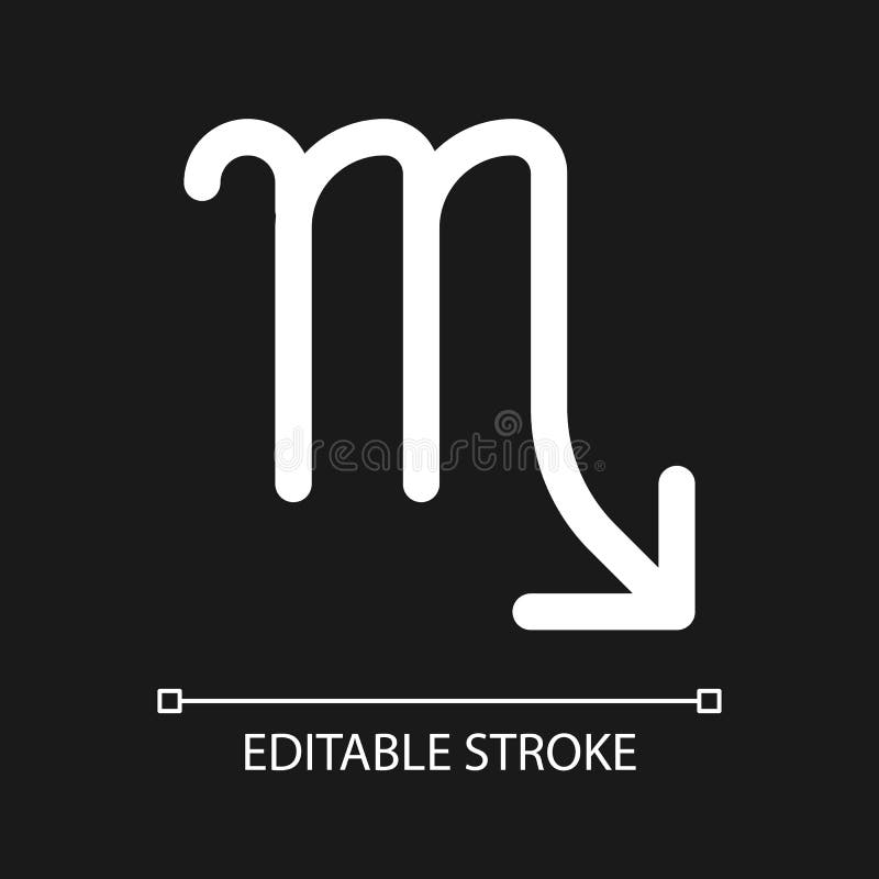 Scorpio Pixel Perfect White Linear Icon for Dark Theme Stock Vector ...