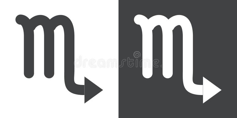 Scorpio Zodiac Sign Icon Flat Set in Black and White Color Stock Vector ...