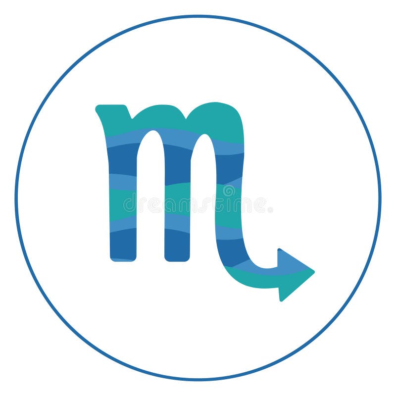 Scorpio Zodiac Sign, Linear Icon of Horoscope Symbol in Round Frame in ...