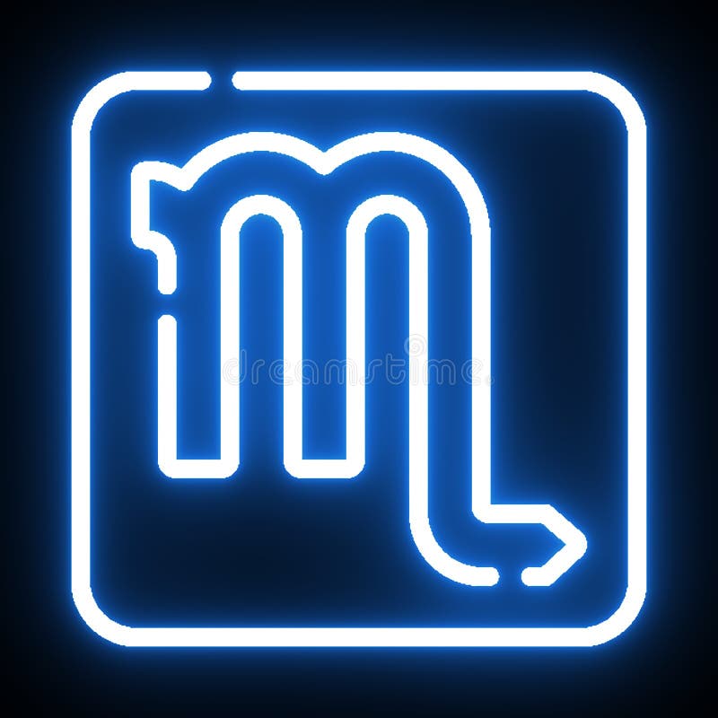 Scorpio Zodiacal Outlined Symbol, Blue Neon Glowing Effect, Background ...