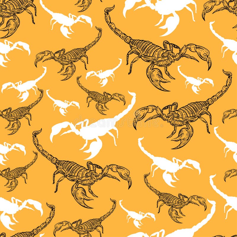 Scorpion Hand Drawing Sketch Pattern Seamless. Linear Terrestrial ...