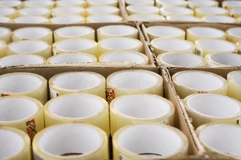 Scotch Containers in Boxes Top View. Construction Stock Photo - Image ...