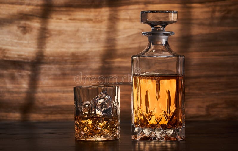 Scotch with ice stock image. Image of cube, wooden, brandy - 240251269