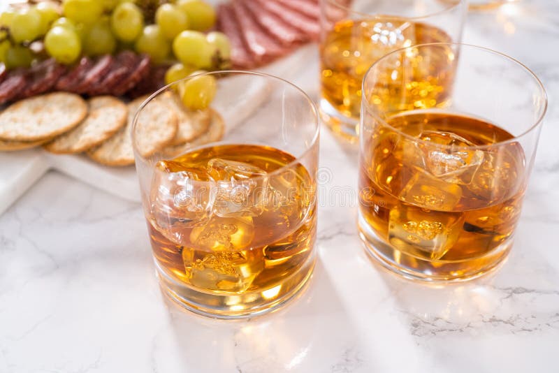 Scotch on the rocks stock image. Image of drink, charcuterie - 278416285