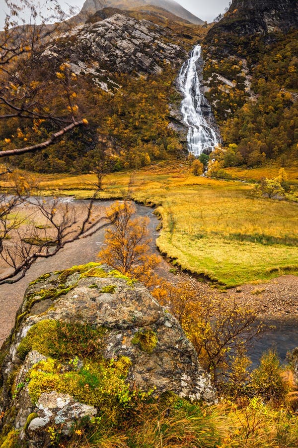 Steall Falls and tourists stock image. Image of fort - 27613685