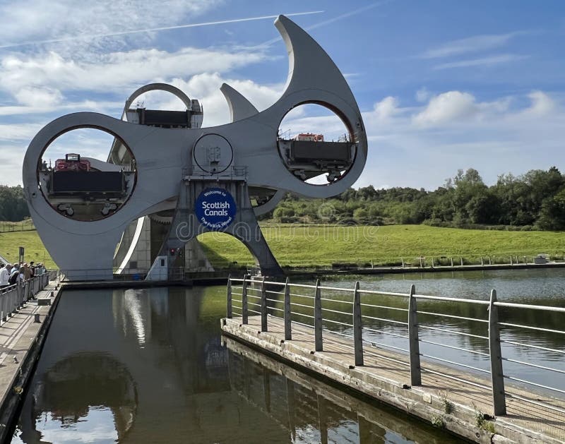 The Falkirk Wheel, a Rotating Boat Lift on the Canal, in Scotland ...