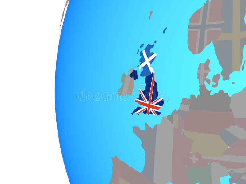 Scotland with Flag on Globe Stock Illustration - Illustration of symbol ...