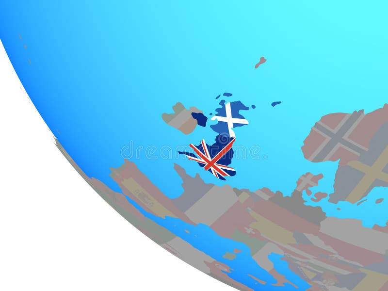 Scotland with Flag on Globe Stock Illustration - Illustration of flag ...
