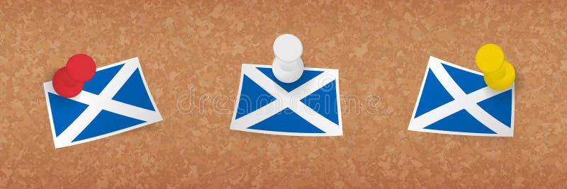 Scotland Flag Pinned in Cork Board, Three Versions of Scotland Flag ...