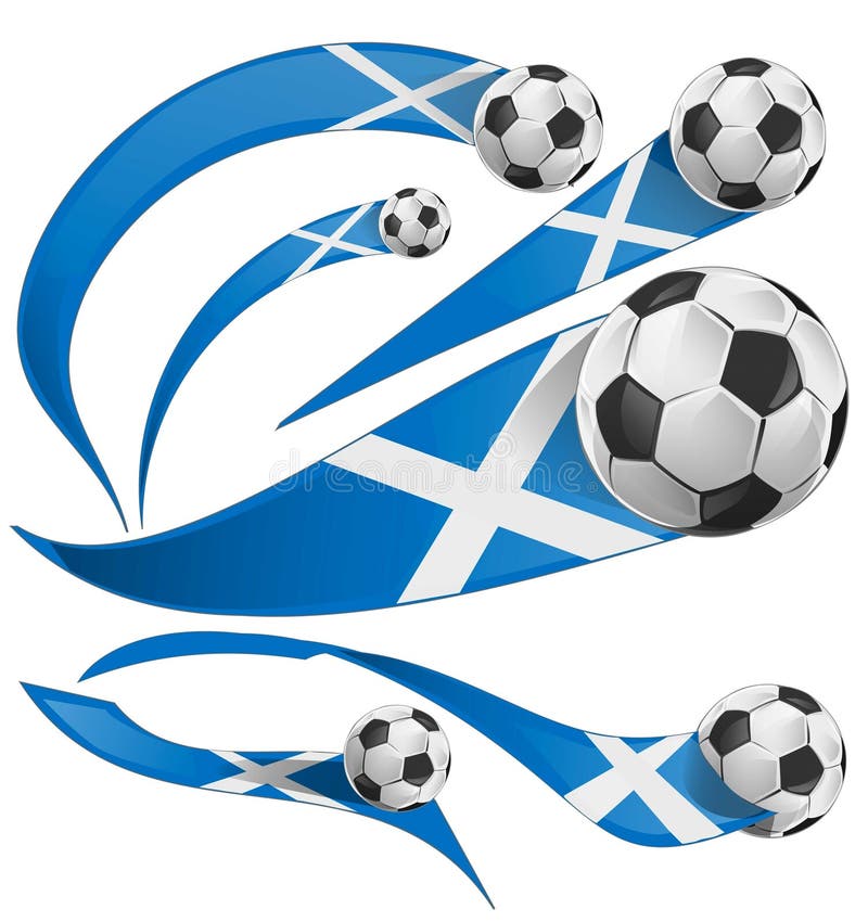 Scotland Flag Set with Soccer Ball Set Icon Stock Vector - Illustration ...