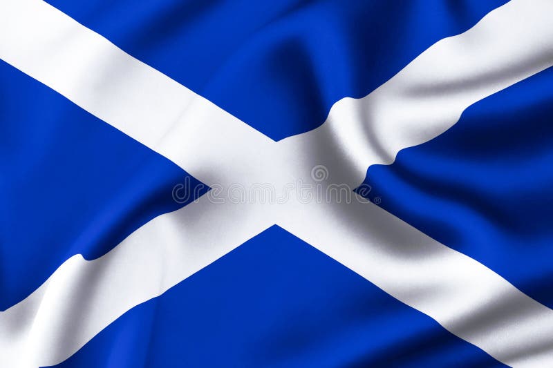 Scotland Flag of Silk, Brazil Background. 3D Render Stock Illustration ...